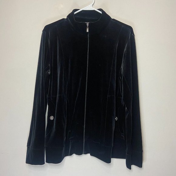 Chico's | Jackets & Coats | Chicos Women Us M Velvet Full Zip Jacket ...